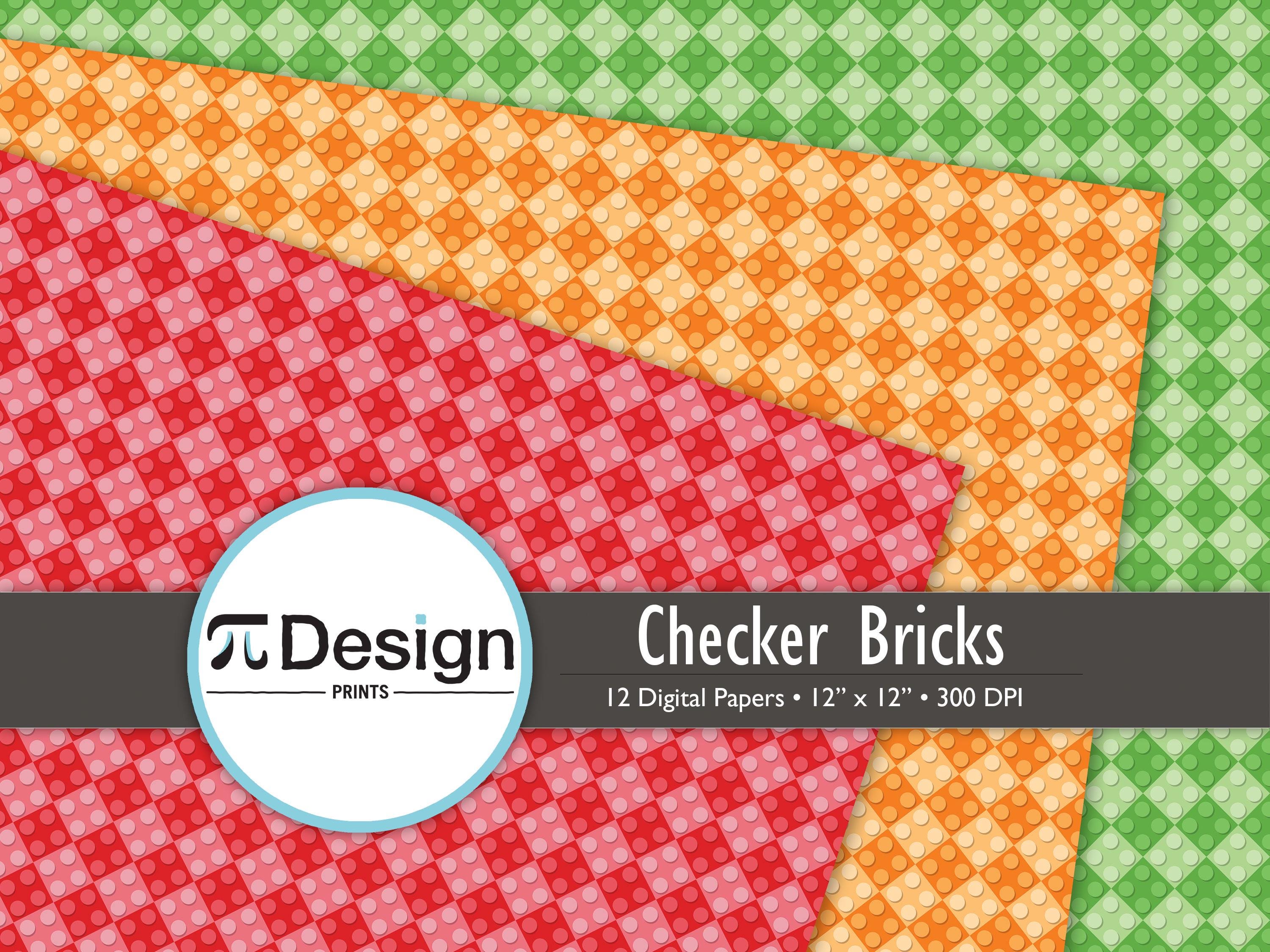 12"x12" Building Block Checkerboard Digital Paper 12 Pack | Building ...