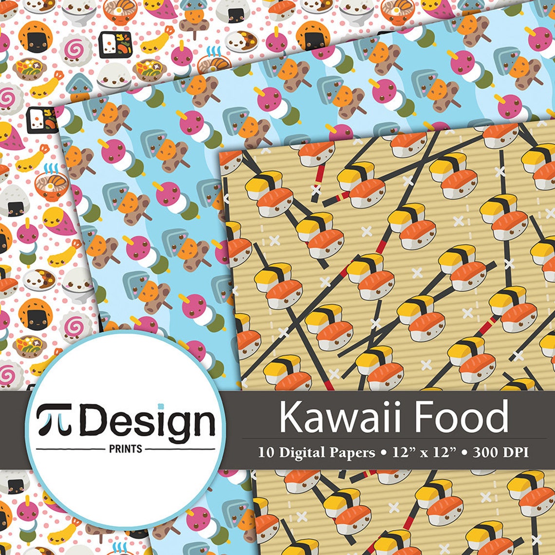 Cute Japanese Food 12x12 Digital Paper 10 Pack - Etsy