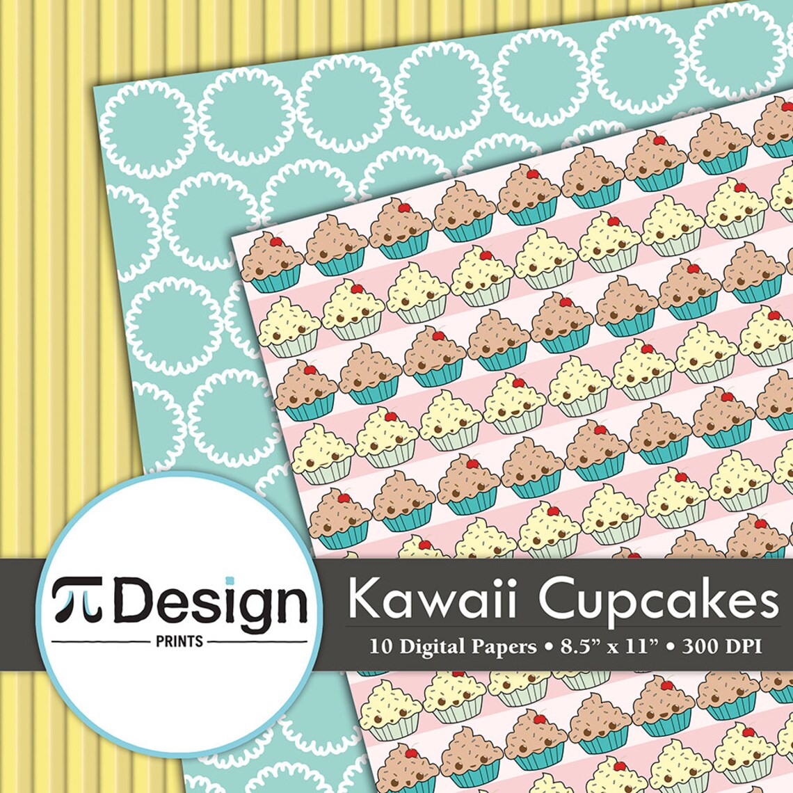8.5"x11" Cute Cupcakes Digital Paper Pack of 10 | Seamless Pattern ...