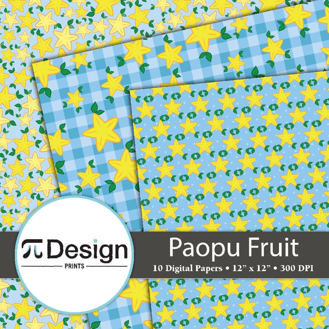 Paopu Fruit 12"x12" Digital Paper 10 Pack | Paopu Fruit Digital Pattern ...