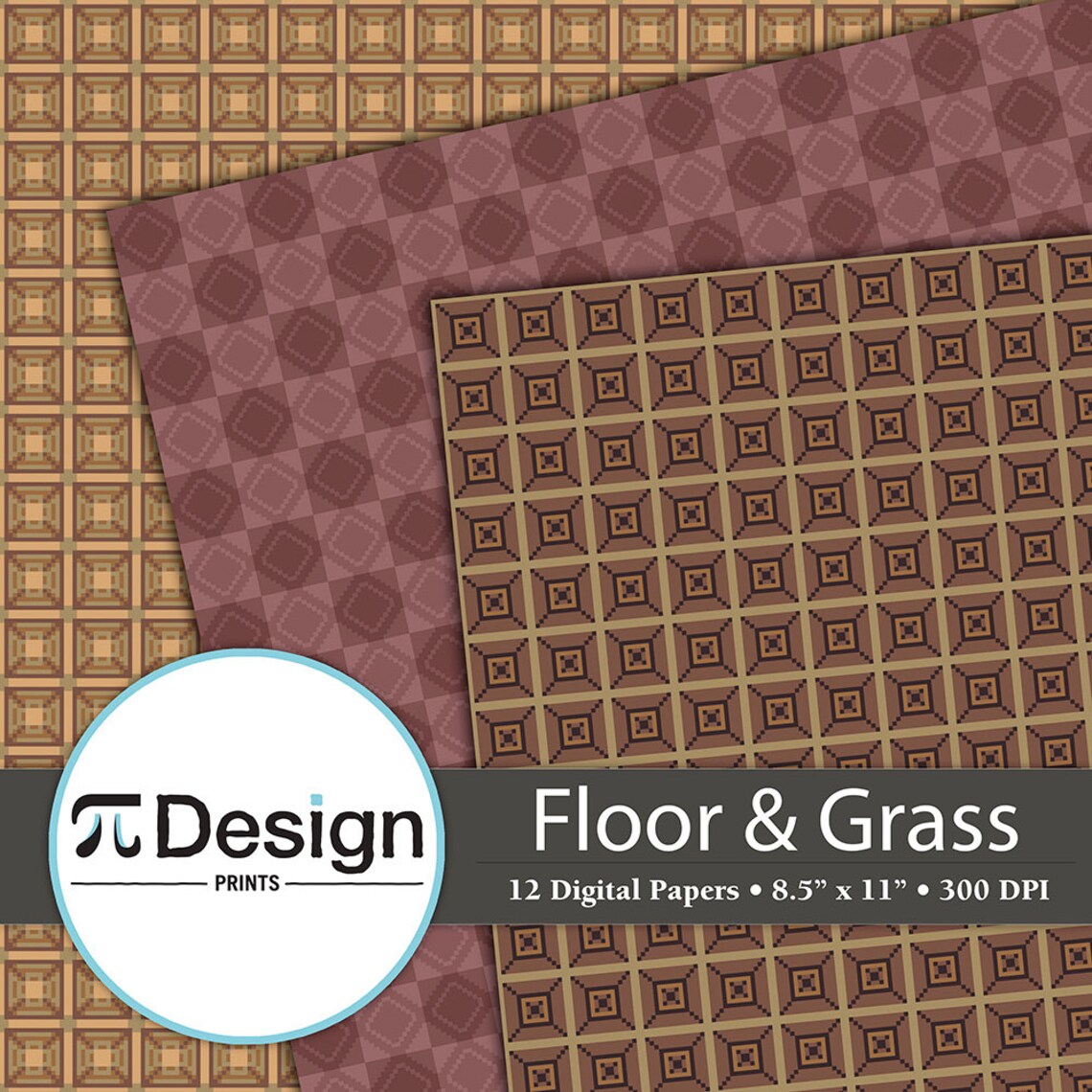 Floor and Grass Pattern 8.5x11 Digital Paper Pack | Etsy