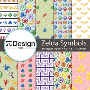 Loz Symbols 8.5"x11" Digital Paper 10 Pack | Video Game Printable ...