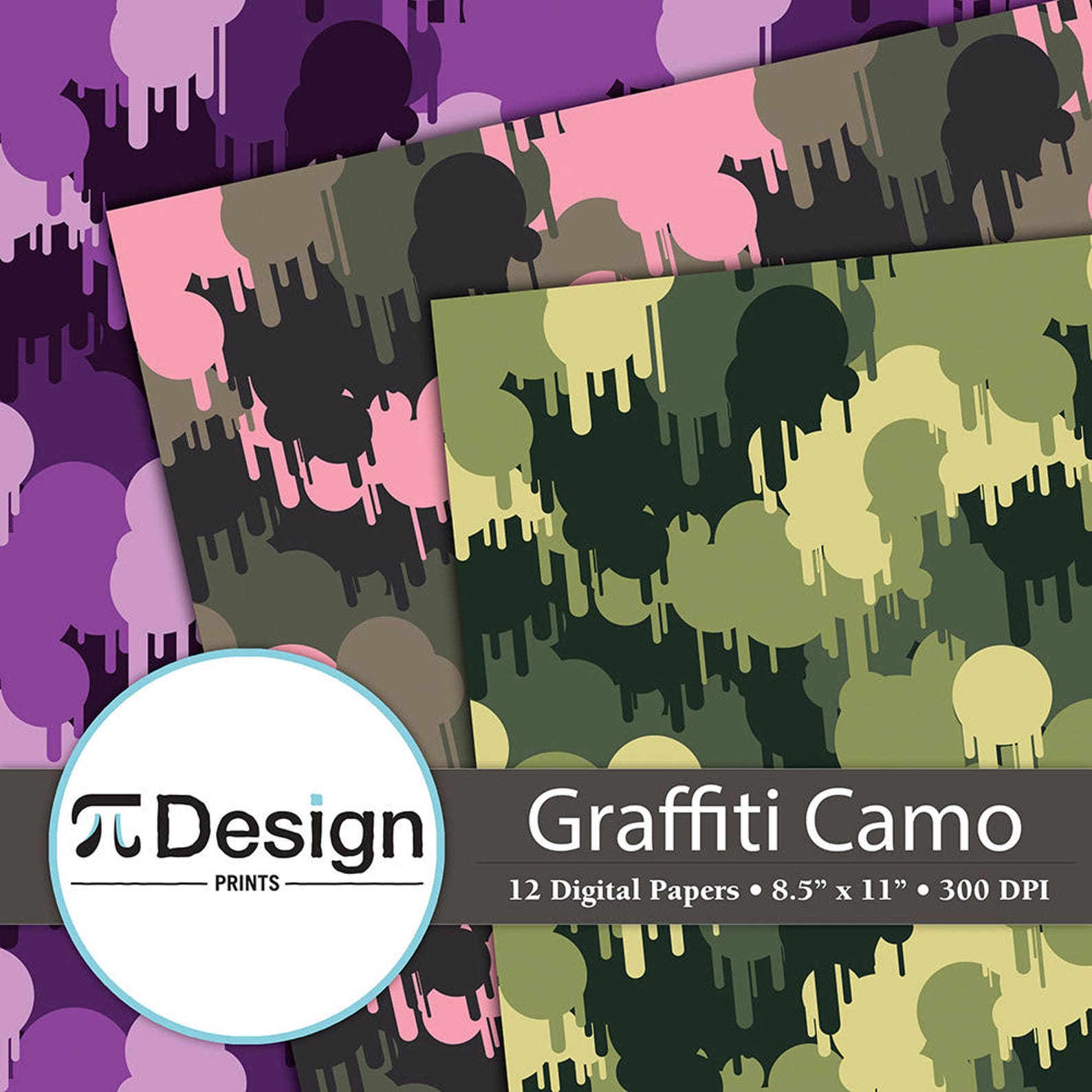 Military Graffiti Camouflage 8.5x11 Digital Paper 12 Pack Paint ...