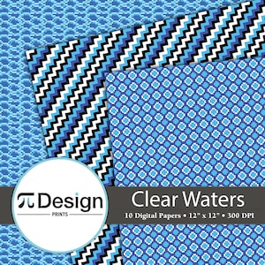 Ocean Water Pattern 12"x12" Digital Paper Pack Set of 10 | Video Game ...