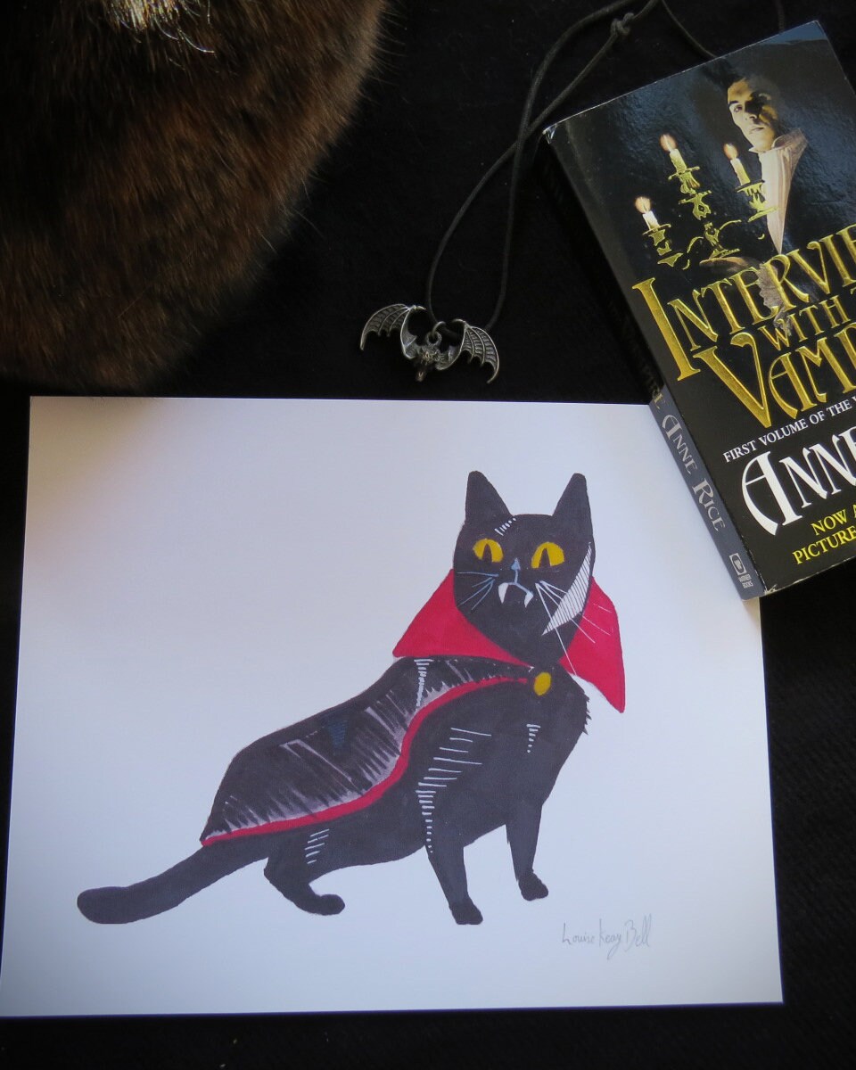 Vampire Cat Art Print 8x10 | Etsy