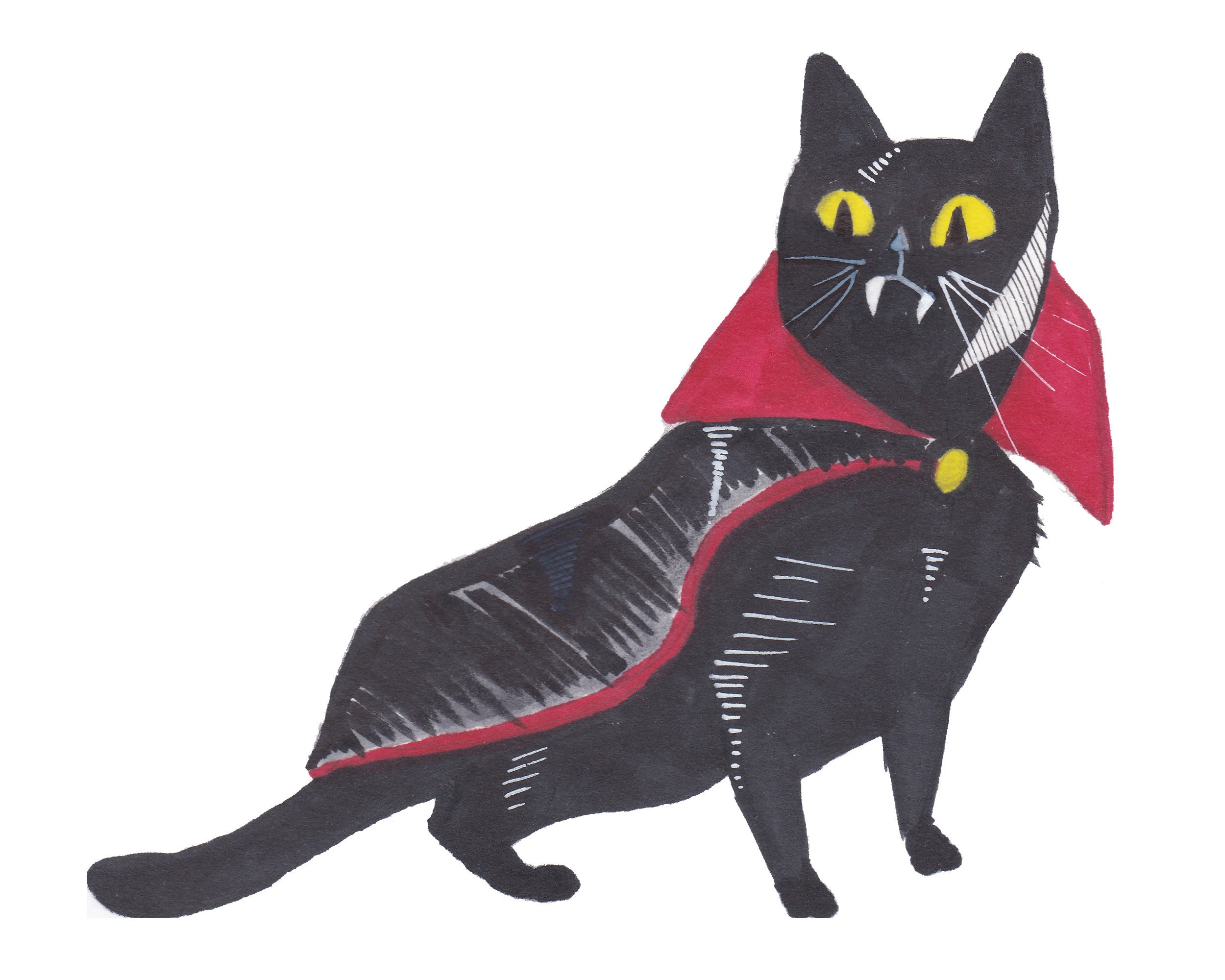 Vampire Cat Art Print 8x10 - Etsy UK