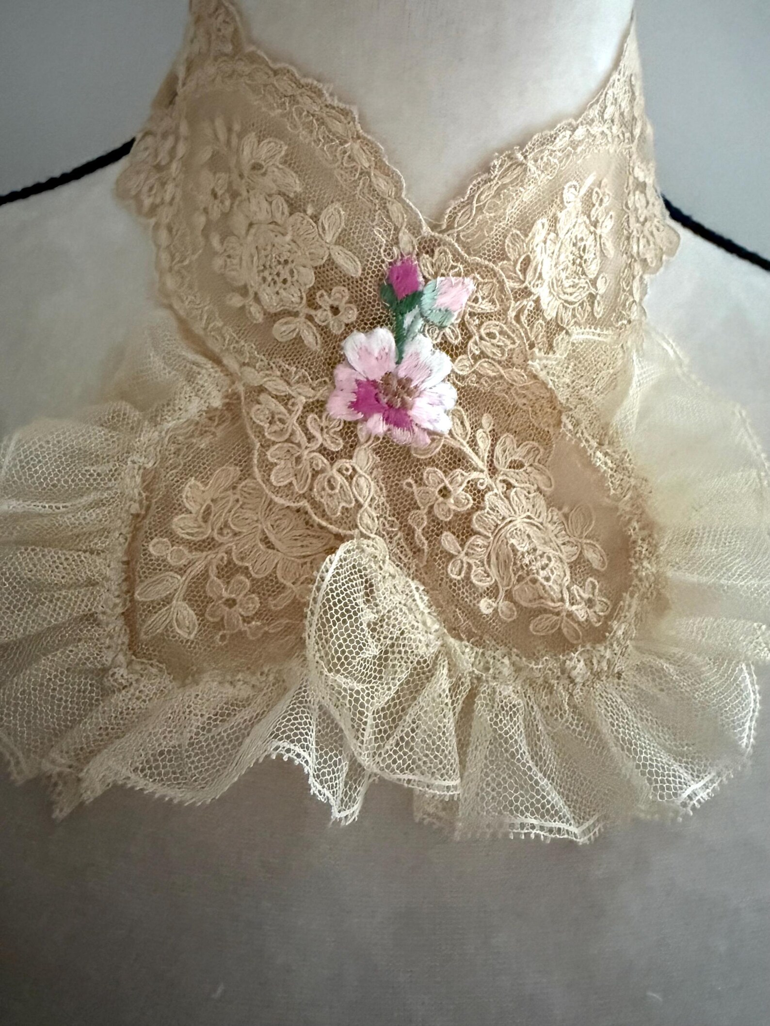 Antique Victorian Embroidered and Alencon Lace Trousseau Fichu Cover - Etsy