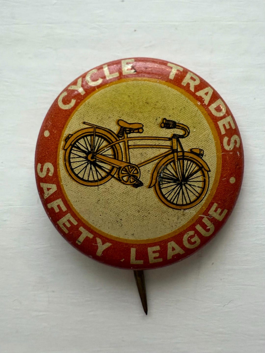 1940s-50s Original Cycle Trades Safety League Pinback Button, Red ...
