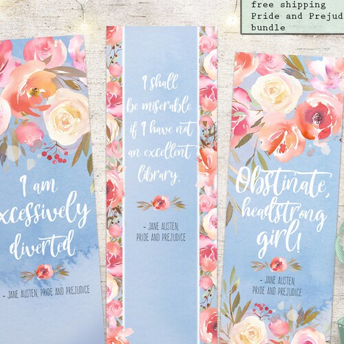 Jane Austen Pride and Prejudice Bookmark Bundle Linen Paper - Etsy