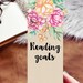Reading Goals Bookmark, Floral Peony Linen Paper Bookmark, Thoughtful ...