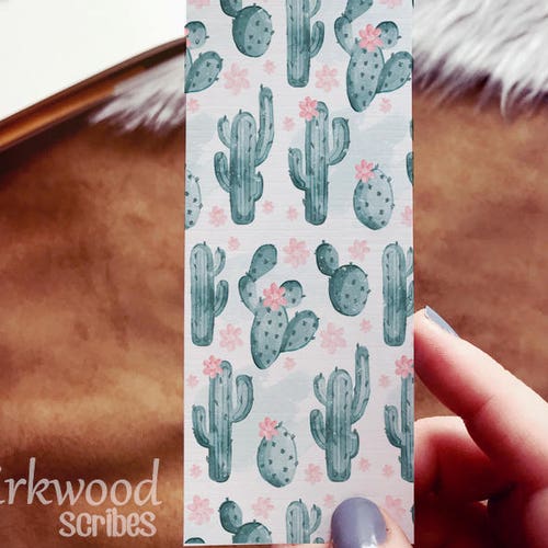 Cute Cactus Pattern Bookmark Cactus Flower Pastel Bookmark - Etsy
