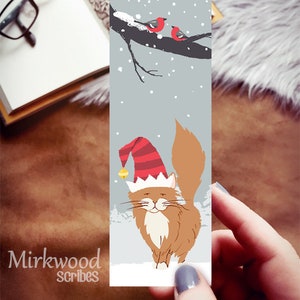 Christmas Cat Bookmark, Holiday Bookmark for Cat Lover, Cat Stocking ...
