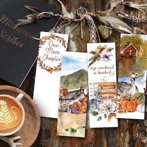 Printable Watercolor Autumn Bookmarks, Set of Fall Bookmarks, Cozy ...