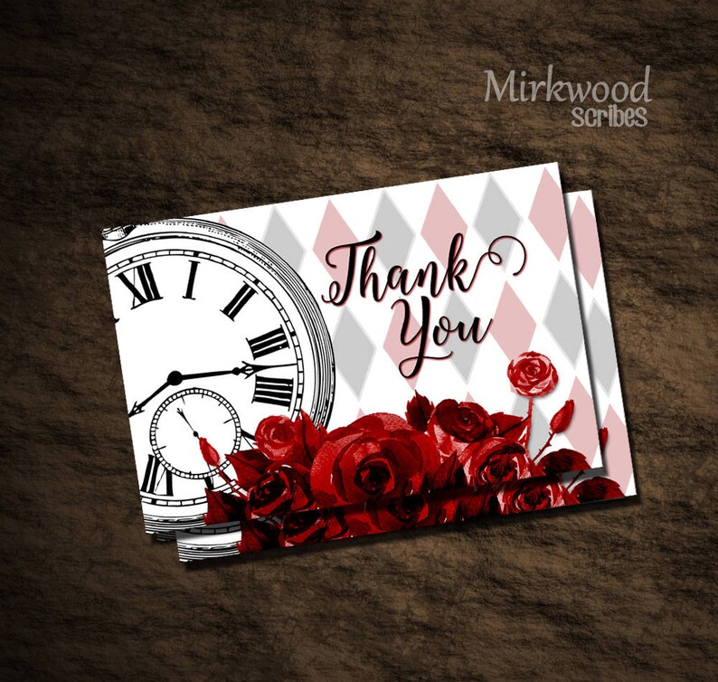Alice in Wonderland Thank You Cards Printable 4x6 Thank You - Etsy