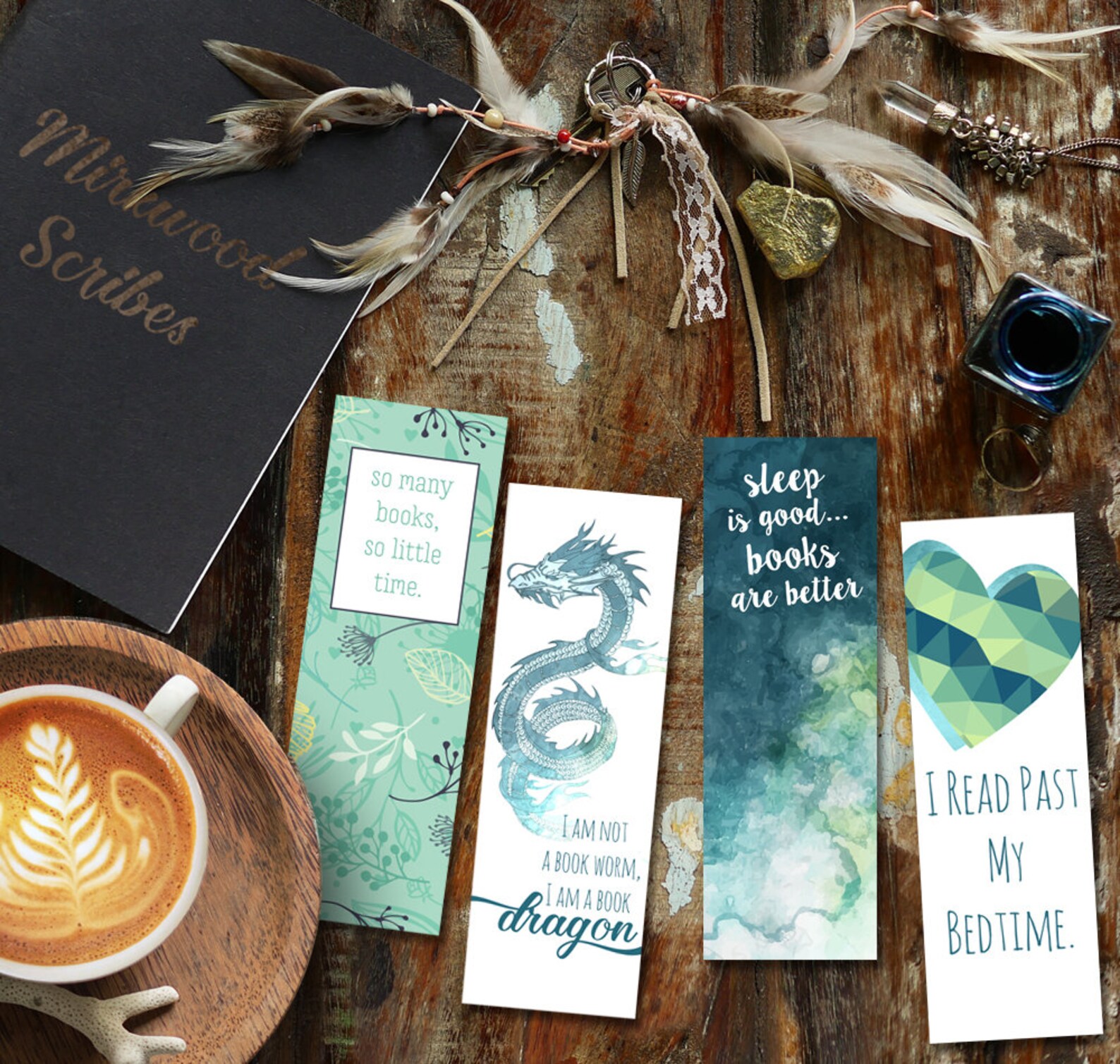 So Many Books so Little Time Bookmark Green Floral Bookmark - Etsy