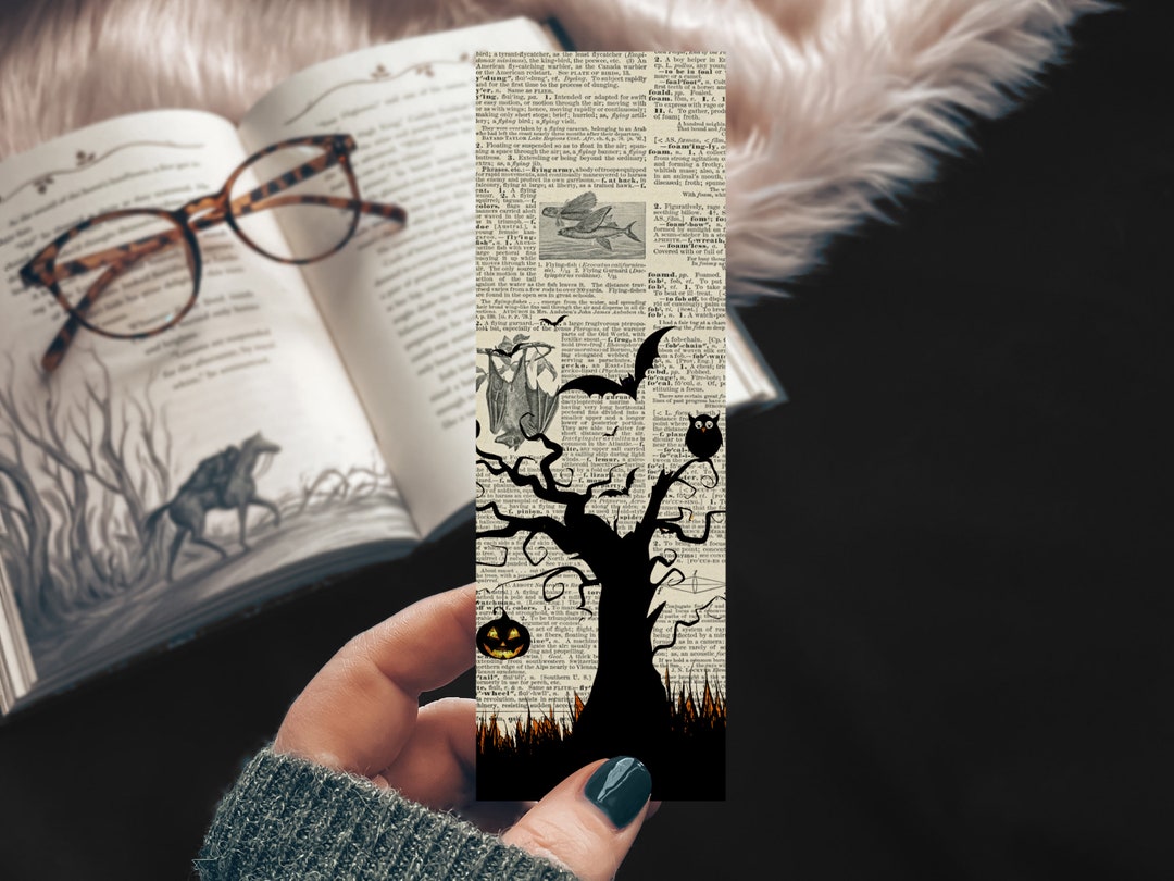 Spooky Tree Halloween Bookmark, Bats and Owl and Haunted Vibes ...
