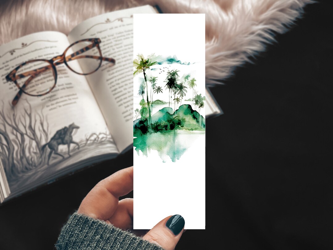 Tropical Island Watercolor Bookmark, Beach Gift for Reader, Hawaii ...