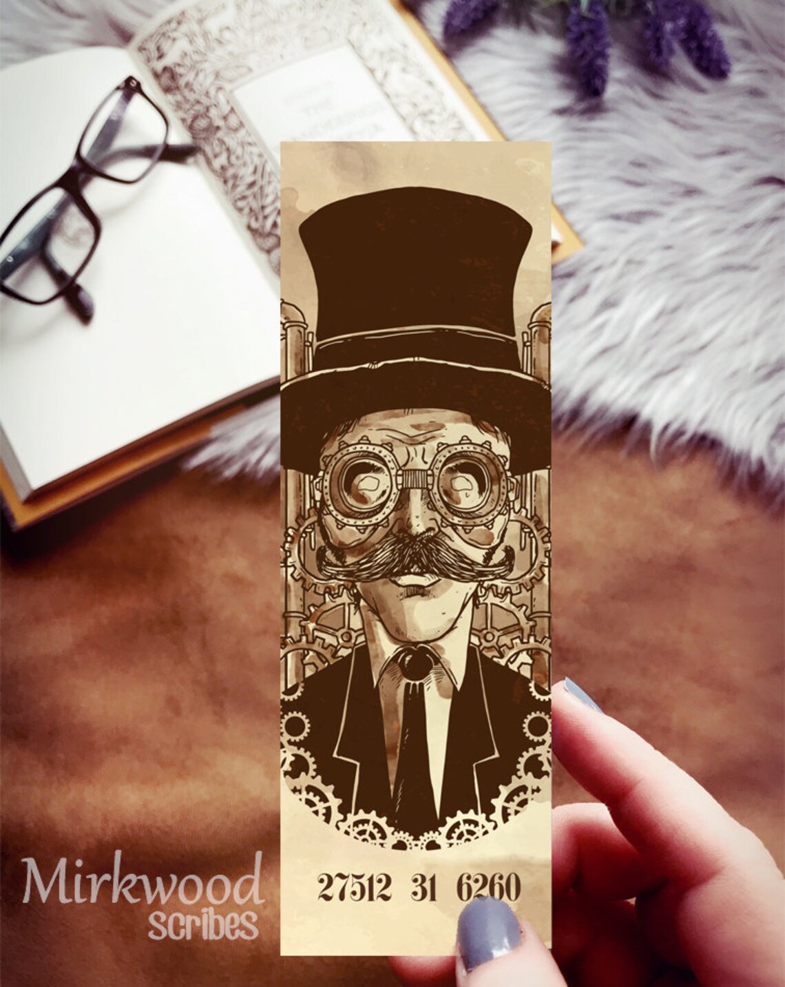 Steampunk Bookmark Top Hat Bookmark Victorian Print Linen - Etsy