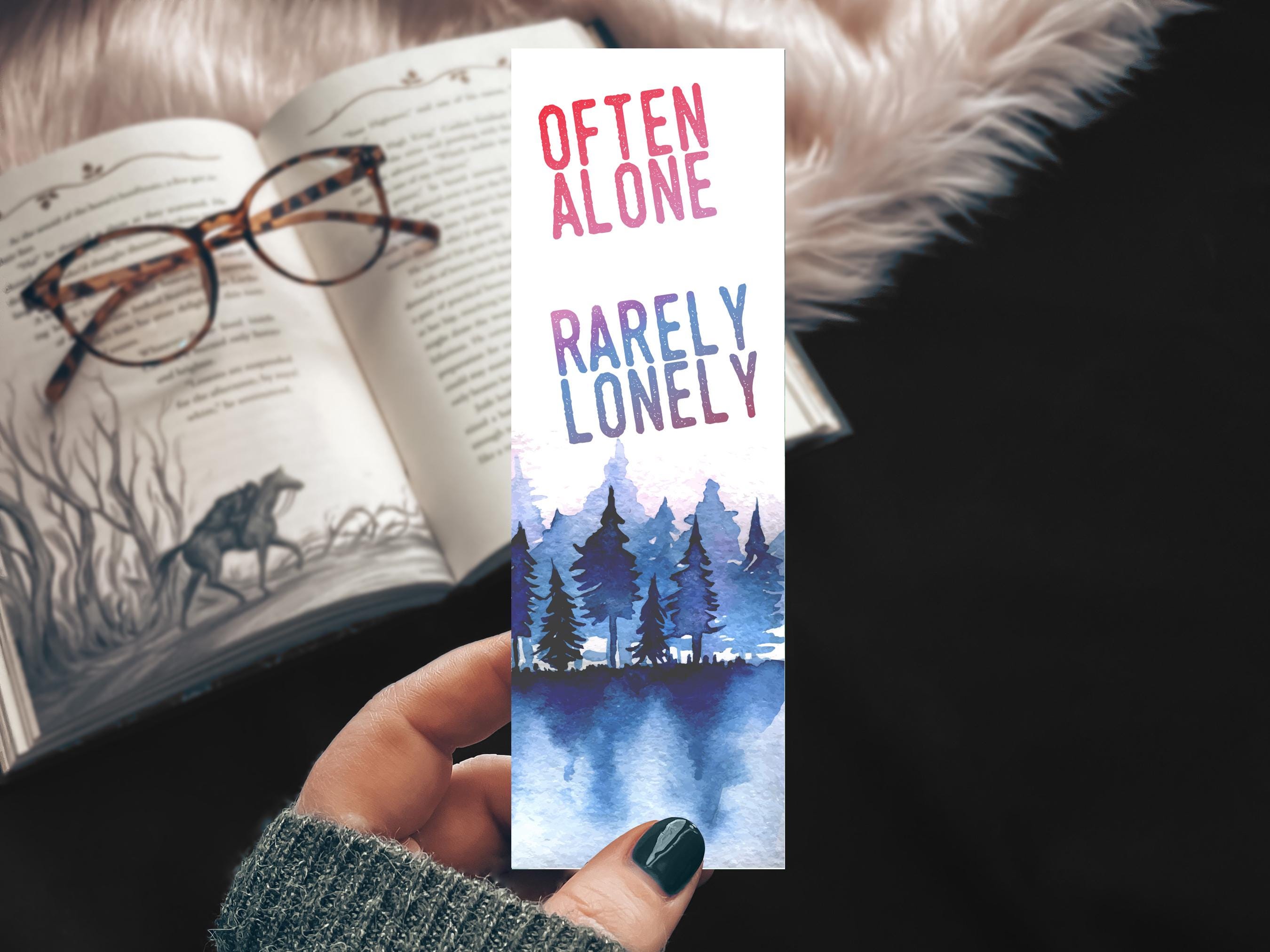 Often Alone, Rarely Lonely Bookmark, Introvert Bookmark, Watercolor ...