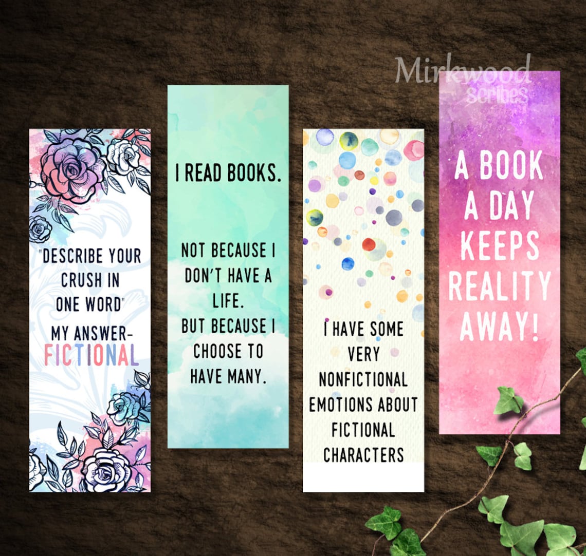 Printable Fangirl Bookmarks Bookmarks for Book Lovers Set - Etsy