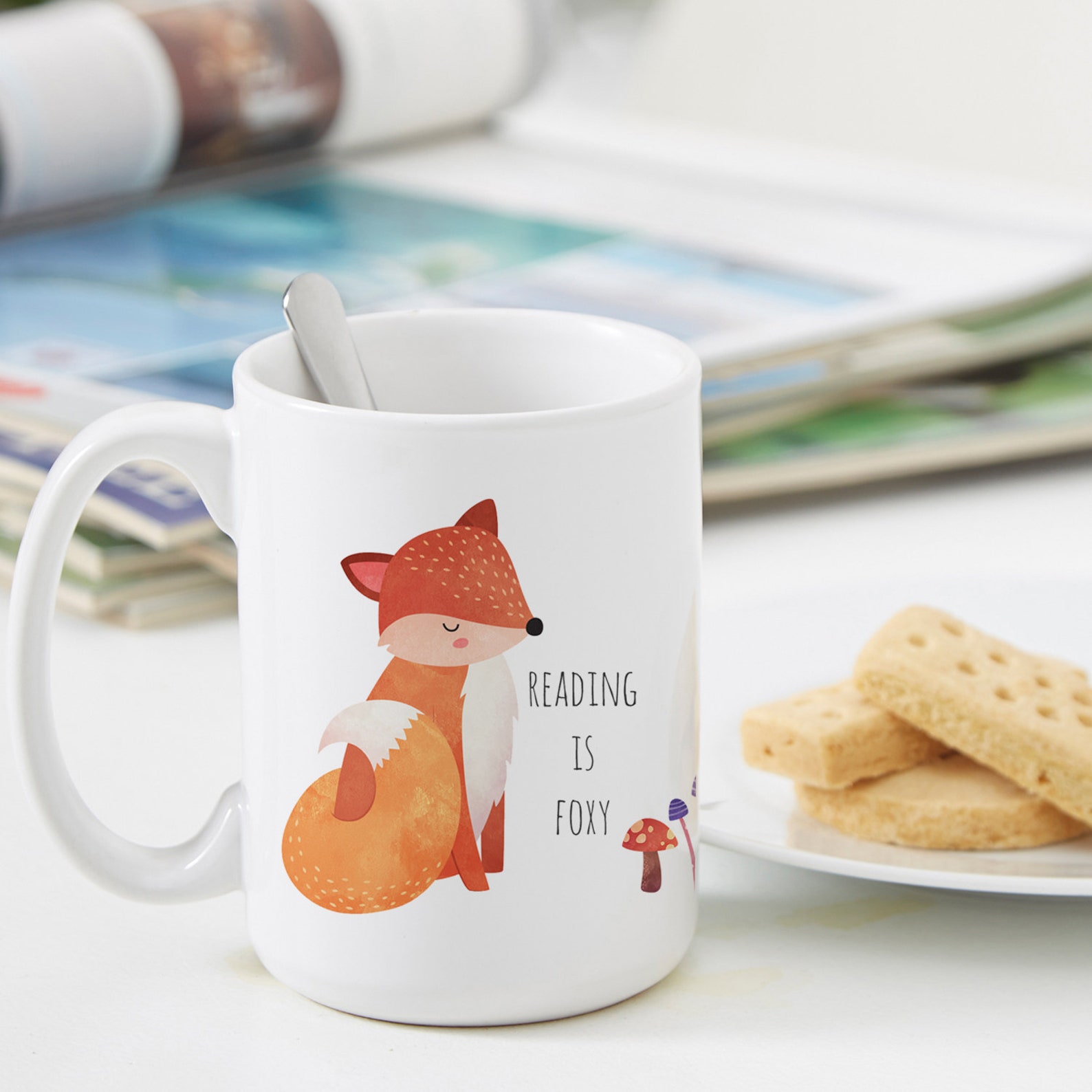 Reading is Foxy Ceramic Coffee Mug, Book Lover Mug, Book Worm Gift ...