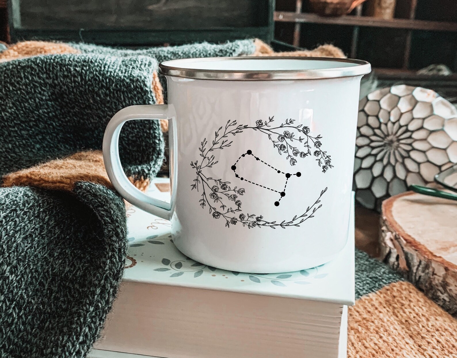 Gemini Mug Zodiac Camp Mug With Gemini Constellation Deer | Etsy
