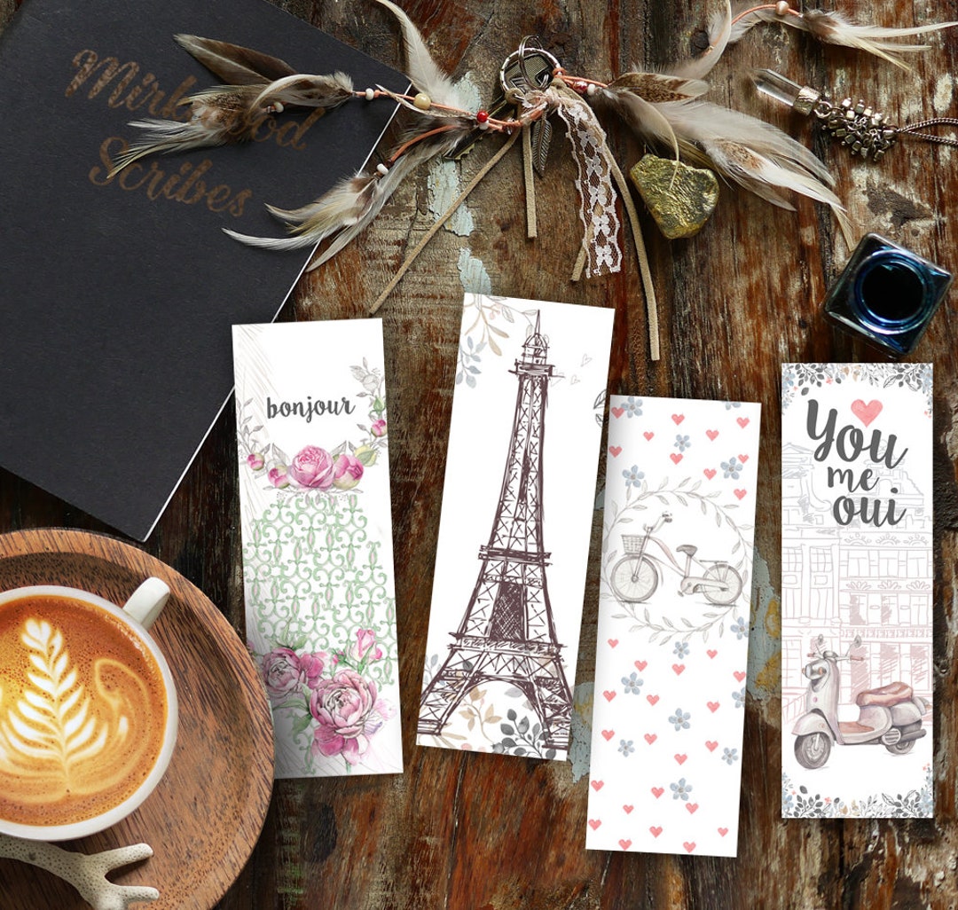 French Printable Bookmarks, French Baby Shower Favors Bonjour, Eiffel ...