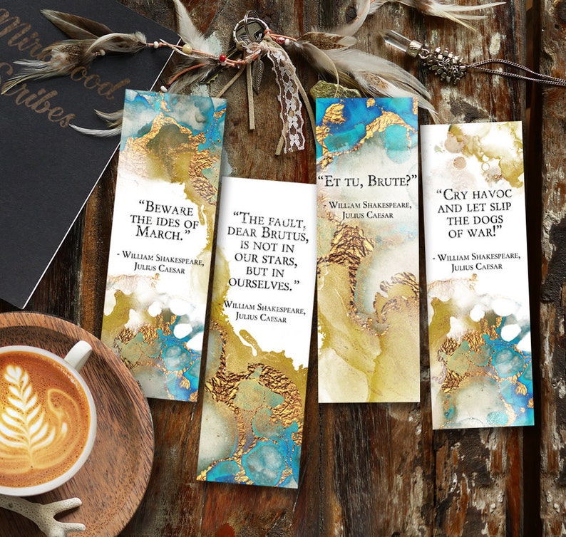 Julius Caesar Printable Bookmarks, Shakespeare Quote Bookmarks, Theatre ...