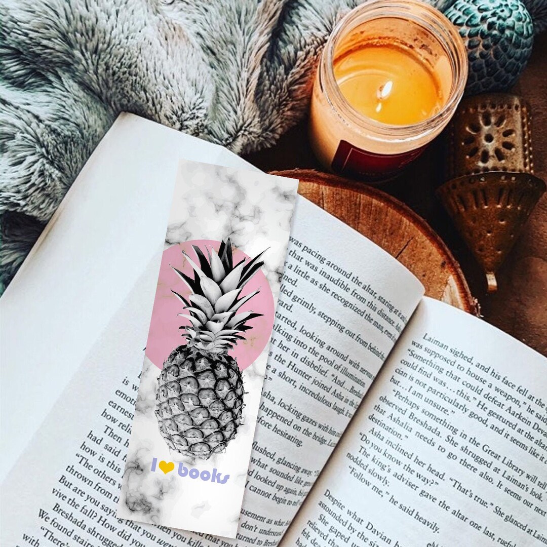 Pineapple Pastel and Gray Bookmark, Book Lover Gift, Bookish Bookmark ...