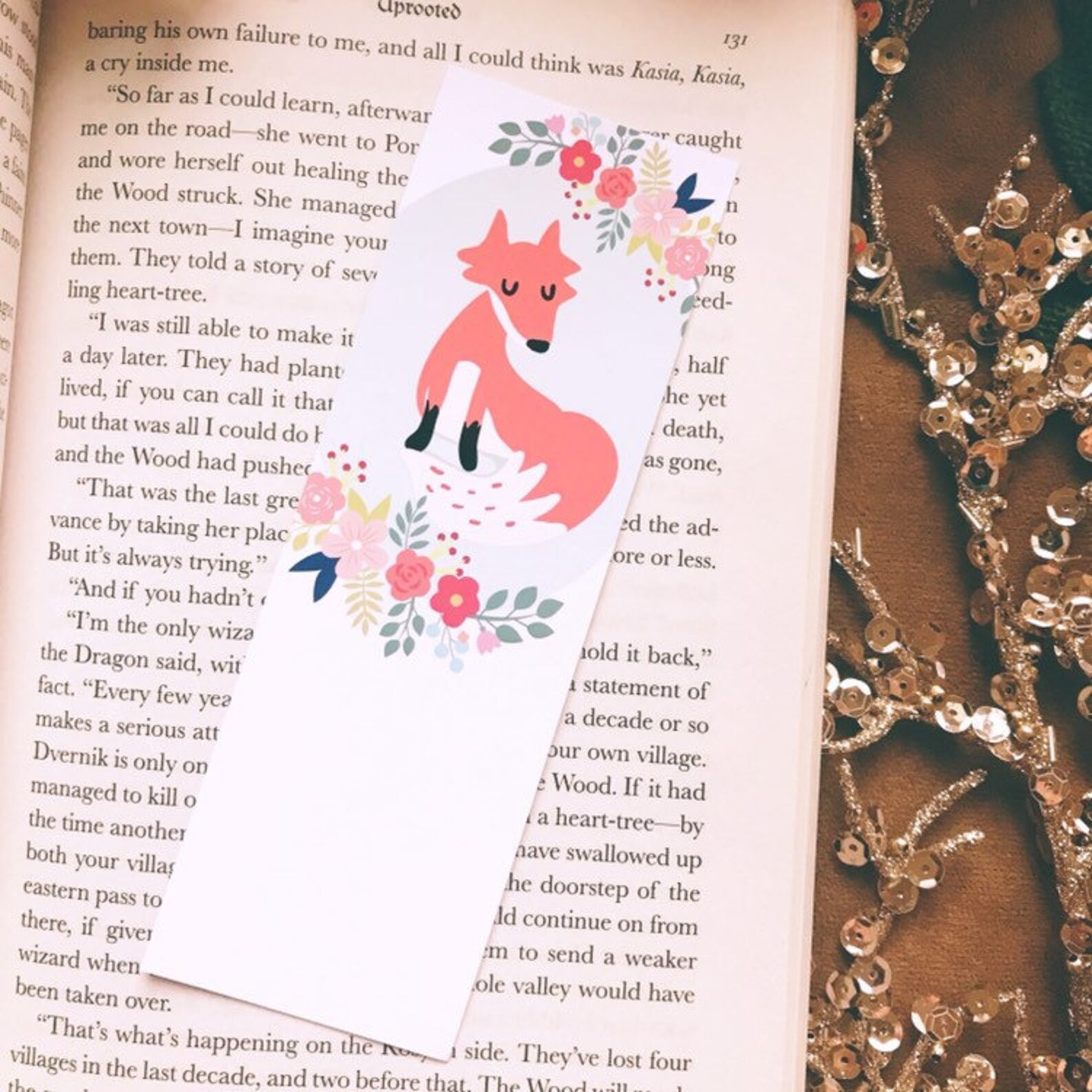 Pretty Woodland Fox Bookmark Floral Foxy Linen Handmade - Etsy