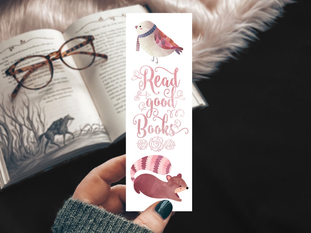 Read Good Books Watercolor Woodland Animal Bookmark, Bird and Squirrel ...