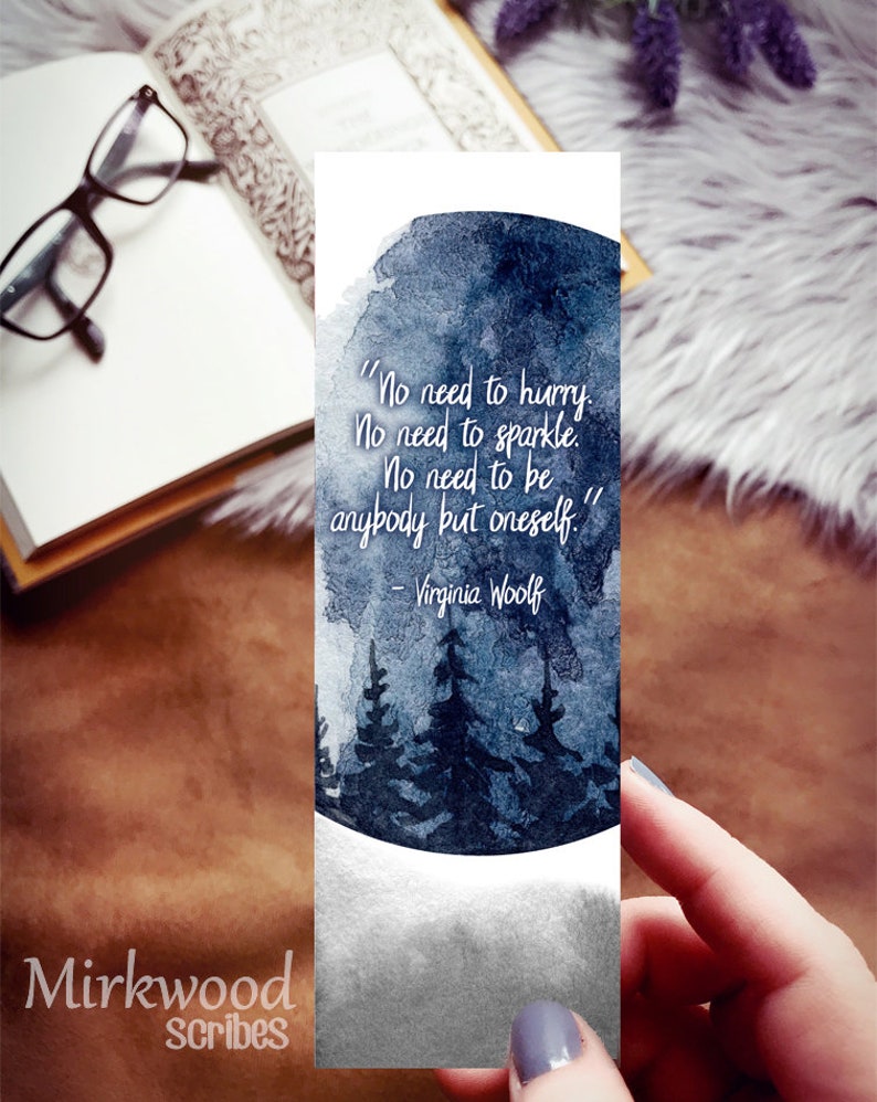 Virginia Woolf Quote Watercolor Bookmark Be Yourself Blue - Etsy