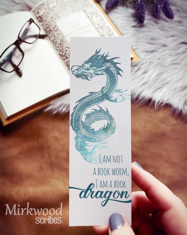 I am Not a Book Worm I am a Book Dragon Bookmark Dragon | Etsy