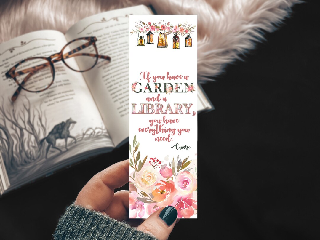 Garden Quote Bookmark, Cicero Garden and Library Bookmark for Books ...
