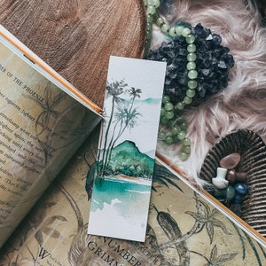 Island Watercolor Bookmark, Tropical Beach Gift for Reader, Hawaii ...