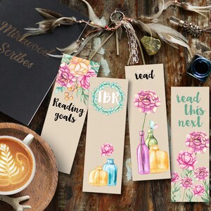 Reading Goals Bookmark, Floral Peony Linen Paper Bookmark, Thoughtful ...