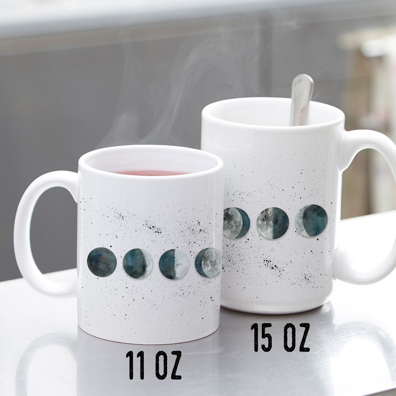 Moon Phases Coffee Mug Watercolor Lunar Ceramic Mug Gift | Etsy