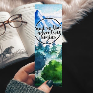 Watercolor Mountains Adventure Bookmark, Linen Paper Landscape Nature ...