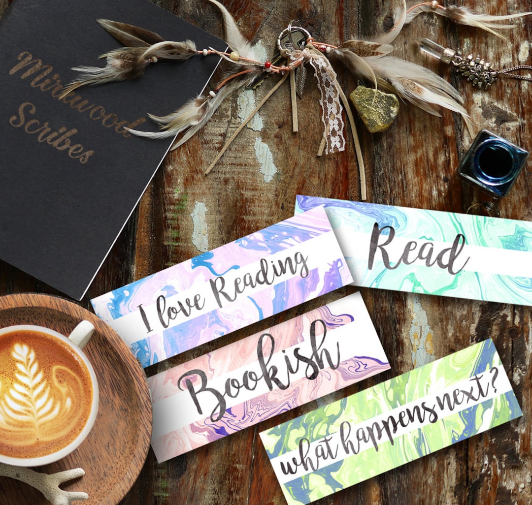 Watercolor Marble Printable Bookmarks Gift for Book Lover - Etsy