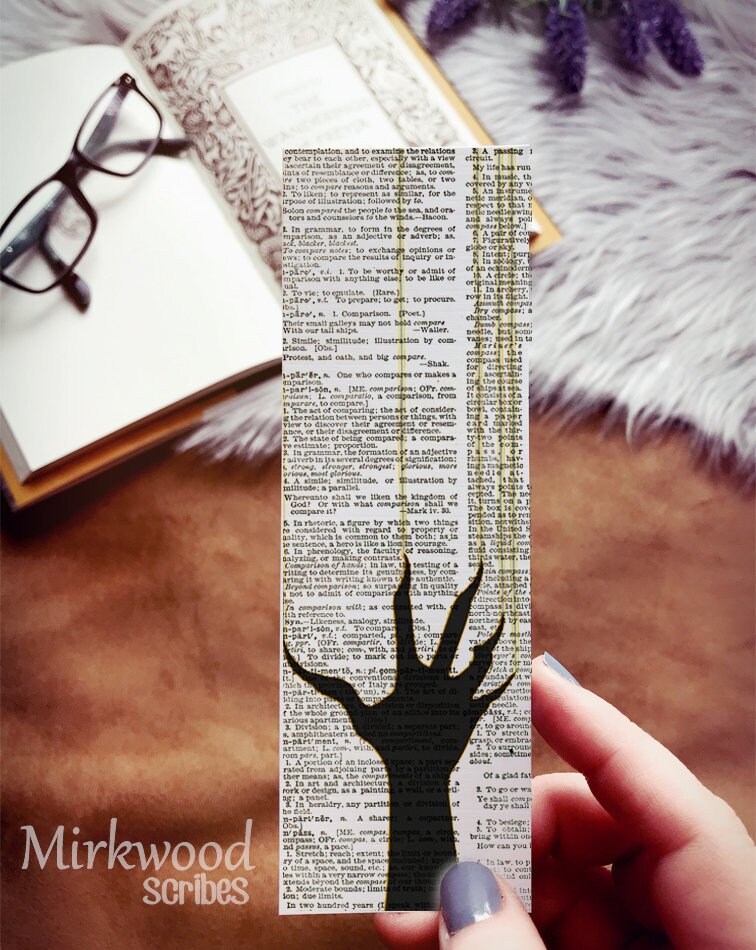 Halloween Bookmark, Creepy Claw Bookmark, Black Hand on Dictionary Page ...