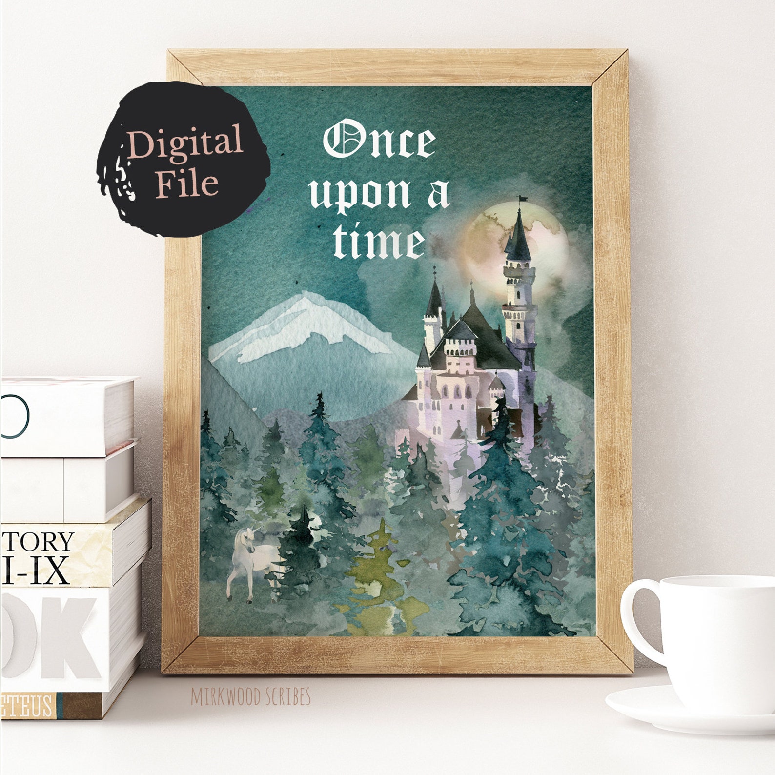 Once Upon A Time Printable Castle Wall Art Castle Unicorn - Etsy