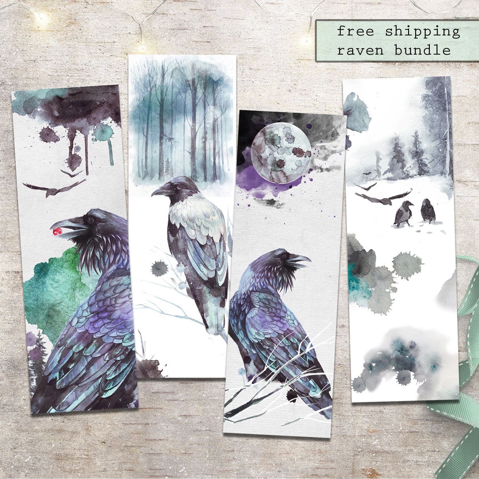 Raven Bookmark Bundle Special Offer Pricing Raven and Birds - Etsy