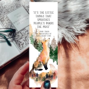 Mark Twain Literary Quote Fox Bookmark, Huckleberry Finn , Watercolor ...