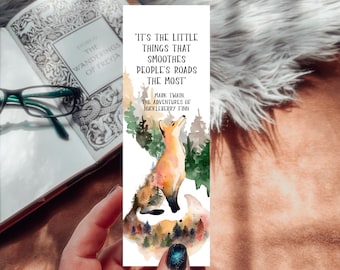 Mark Twain Literary Quote Forest Bookmark Set Huckleberry | Etsy
