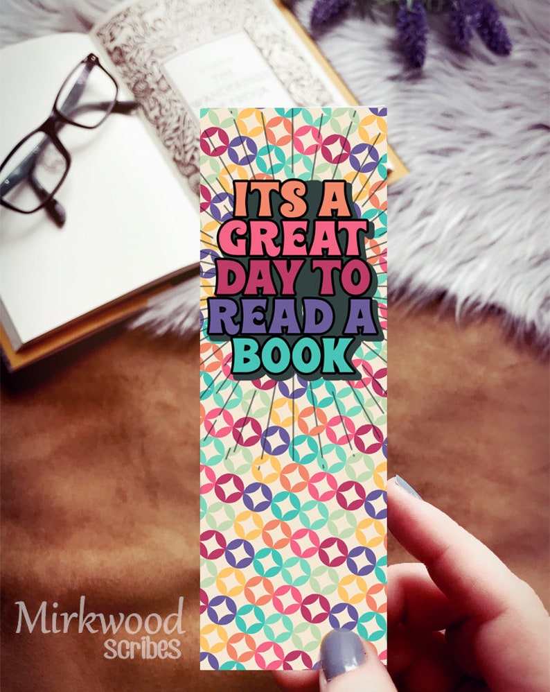 Its a Great Day to Read a Book Retro Rainbow Bookmark Rainbow | Etsy