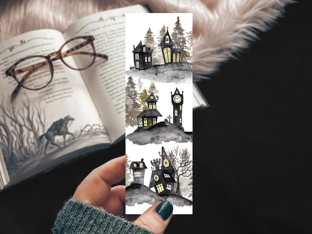 Halloween Houses Spooky Bookmark, Haunted House Bookmark, Hocus Pocus ...