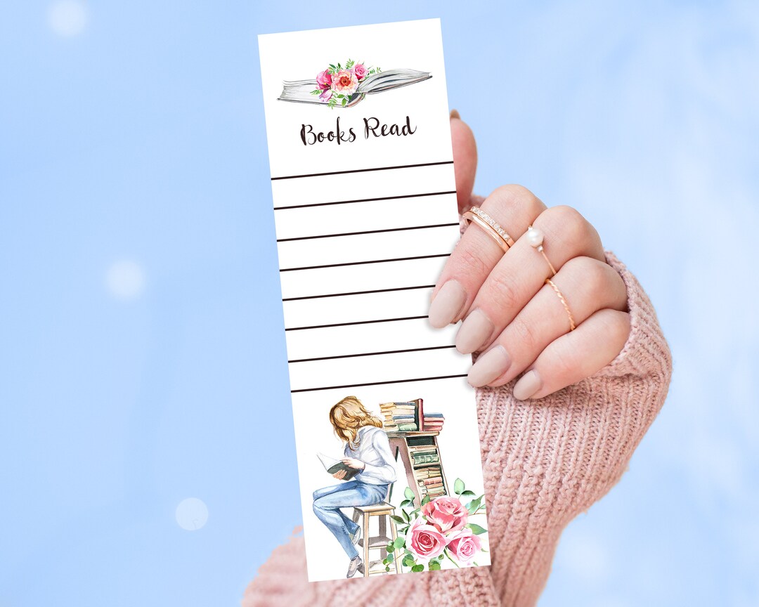 Book Tracker Bookmark, Pink Floral Books I've Read Bookmarks for Books ...