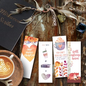 Cozy Fall Watercolor Printable Bookmarks, Autumn Bookmark Set of 4 ...