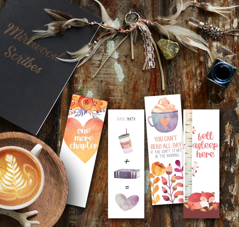 Cozy Fall Watercolor Printable Bookmarks Autumn Bookmark Set - Etsy