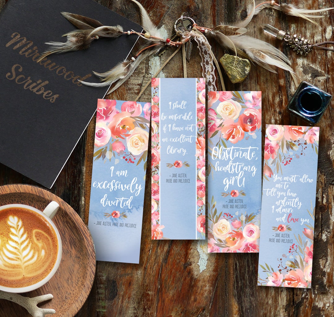 Pride and Prejudice Printable Bookmarks, Jane Austen Quotes Bookmark ...